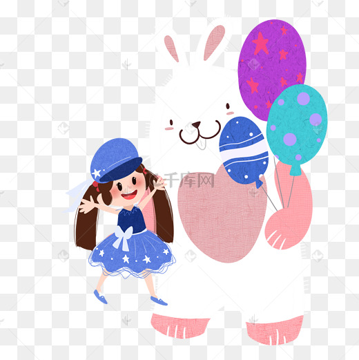 兔子拿着气球图片-兔子拿着气球图片素材免费下载-千库网