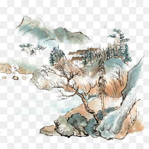 青绿山水素材图片-青绿山水素材图片素材免费下载-千库网