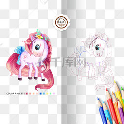 线稿小马图片-线稿小马图片素材免费下载-千库网