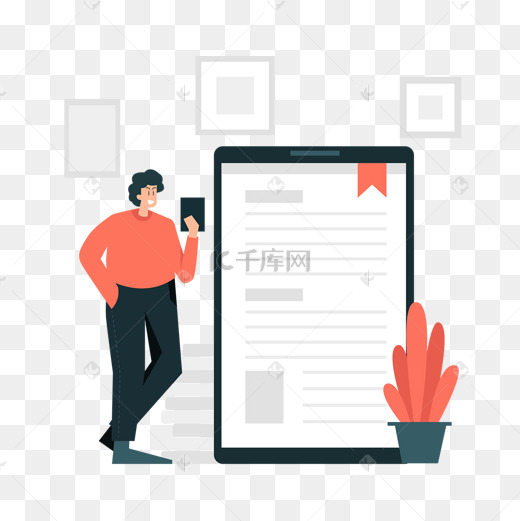 人物插画看手机图片-人物插画看手机图片素材免费下载-千库网