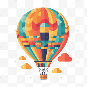 彩色扁平热气球素材图片免费下载-千库网