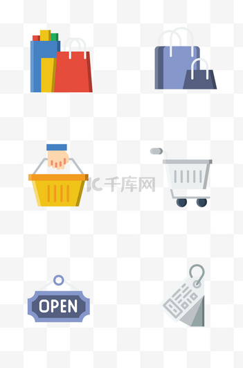潮流商场插画图标icon设计素材-潮流商场插画图标模板下载-千库网