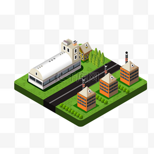 2.5D立体工业区素材图片免费下载-千库网