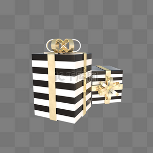 C4D立体黑白条纹礼物盒素材图片免费下载-千库网
