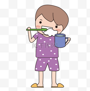 卡通小男孩刷牙图片-卡通小男孩刷牙图片素材免费下载-千库网