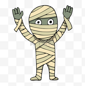 手绘萌系Q版万圣节木乃伊插画素材图片免费下载-千库网