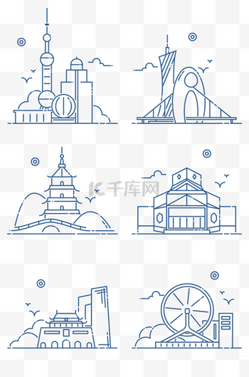 上海建筑地标矢量图图片素材-上海建筑地标矢量图模板图片下载-千库网