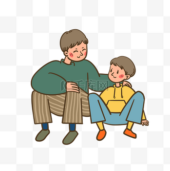 卡通小男孩和爸爸_PSD_素材_图片-千库网