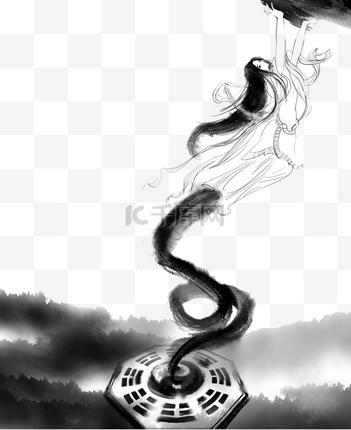 水墨女娲图片_水墨女娲素材-水墨女娲图片大全-千库网