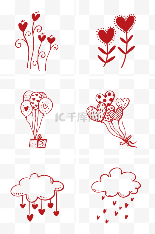 简笔爱心气球图片-简笔爱心气球图片素材免费下载-千库网