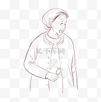 老年人线稿免抠设计素材-老年人线稿免抠模板设计PNG图片下载-千库网