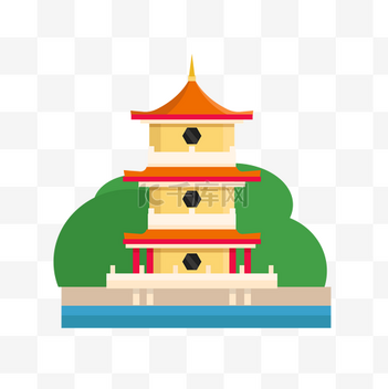 中国古建筑风景图标icon设计素材-中国古建筑风景图标PSD模板下载-千库网