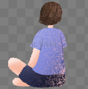 坐着的卡通女孩素材图片免费下载-千库网