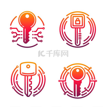 钥匙锁icon设计素材-钥匙锁icon模板设计-海报图片下载-千库网