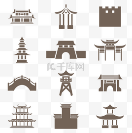 中国古建筑ppt图标icon设计素材-中国古建筑ppt图标PNG模板下载-千库网