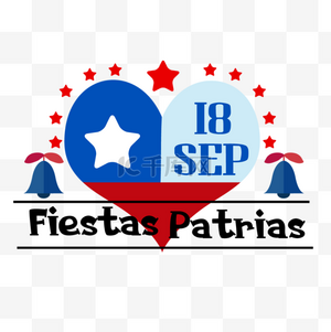 智利国庆节蓝色爱心素材图片免费下载-千库网