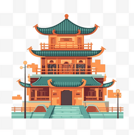 中国古建筑图标设计素材-中国古建筑图标模板设计-海报图片下载-千库网