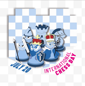 卡通拟人国际象棋日素材图片免费下载-千库网