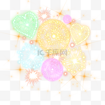 发光爱心烟花_PSD_素材_图片-千库网