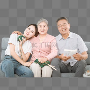 一家三口客厅和睦相处素材图片免费下载-千库网