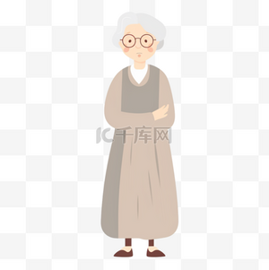 卡通手绘老年奶奶素材图片免费下载-千库网