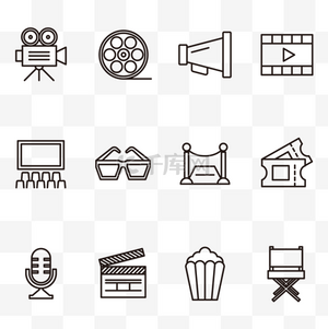 线描电影院图标ICON套图素材图片免费下载-千库网