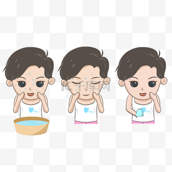 男孩洗脸卡通设计素材-男孩洗脸卡通模板设计-海报图片下载-千库网