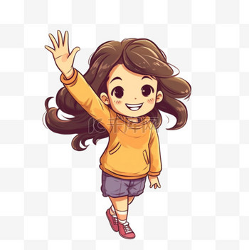挥手卡通图片-挥手卡通素材-挥手卡通模板图片下载-千库网