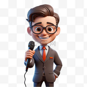 3D人物卡通立体写实主持人职业素材图片免费下载-千库网