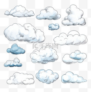 手绘云系列素材图片免费下载-千库网