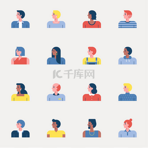 不同种族、不同风格的简单的人物形象.素材图片免费下载-千库网
