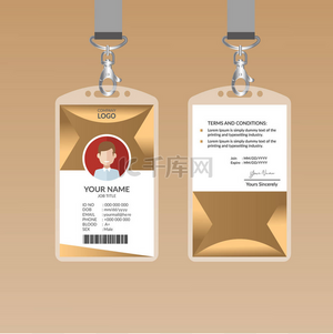 Golden ID Card Template Design素材图片免费下载-千库网