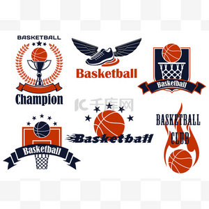 Basketball icons with shoes and balls素材图片免费下载-千库网