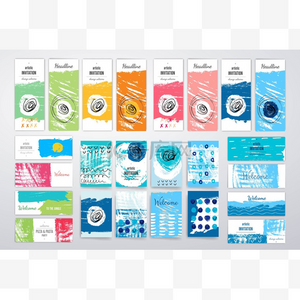 Modern cards design template with grungy rough colorful brush strokes素材 ...