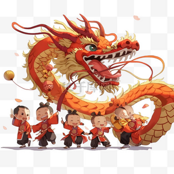 扁平卡通舞龙图片_扁平卡通舞龙素材-扁平卡通舞龙图片大全-千库网