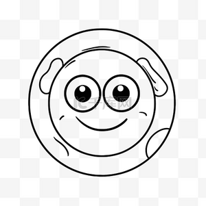 圆圈内卡通脸大眼睛圆圈轮廓素描 向量素材图片免费下载-千库网