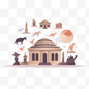 博物馆建筑插画素材图片免费下载-千库网