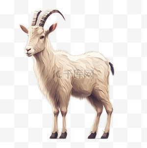 山羊卡通动物白色透明素材图片免费下载-千库网