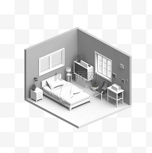 3d房间模型建筑装修素材图片免费下载-千库网