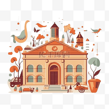 博物馆卡通图片-博物馆卡通素材-博物馆卡通模板图片下载-千库网