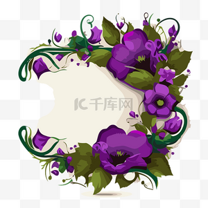 紫色花边框 向量素材图片免费下载-千库网