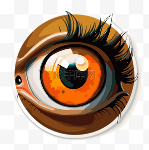 白色圆圈剪贴画上的橙色眼睛贴纸 向量素材图片免费下载-千库网