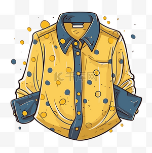 衬衫剪贴画衬衫矢量插图与蓝色和黄色圆点斑点卡通素材图片免费下载-千库网