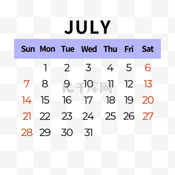 21年7月日历图片-21年7月日历素材-21年7月日历模板图片下载-千库网