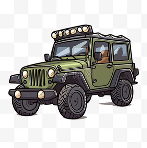 卡通吉普车矢量素材图片免费下载-千库网