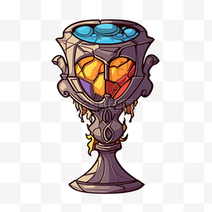 圣杯剪贴画微型插图一个有吸引力的杯子与硬币和石头卡通 向量素材图片免费下载-千库网