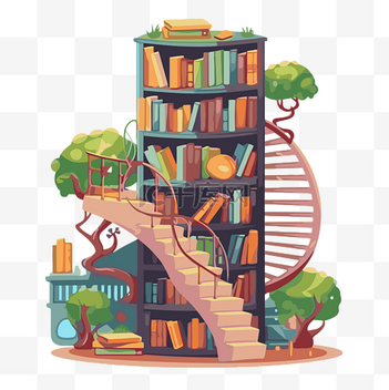 图书馆卡通素材-图书馆卡通图片-图书馆卡通海报模板-千库网