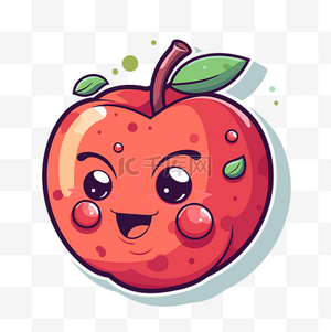 可爱的卡通苹果与可爱的微笑卡通风格插画剪贴画 向量素材图片免费下载-千库网