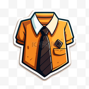 米色背景的卡通衬衫和领带 向量素材图片免费下载-千库网