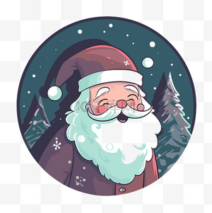 戴着面具和帽子的圆形圣诞老人剪贴画 向量素材图片免费下载-千库网